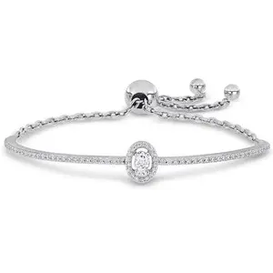 JULIANNA B. Moissanite Halo Bolo Bracelet - Sterling Silver