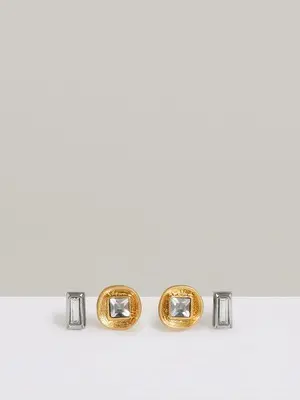 REISS Mimi Micro Curve Stud Earrings 2 Pack - Grey