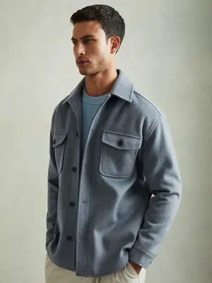 REISS Liam Wool-blend Melton Overshirt
