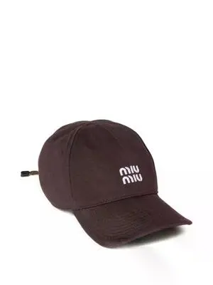 Miu Miu Logo-Embroidered Cap Brown