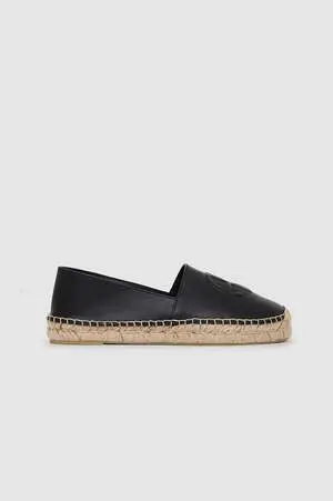 ANINE BING Paloma Embossed Leather Espadrilles - Black