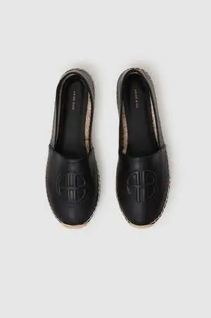 ANINE BING Paloma Embossed Leather Espadrilles - Black