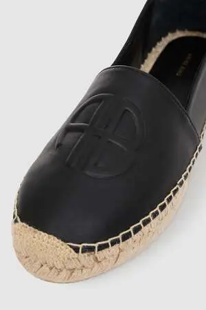 ANINE BING Paloma Embossed Leather Espadrilles - Black