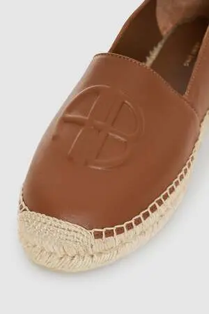 ANINE BING Paloma Embossed Leather Espadrilles - Cognac