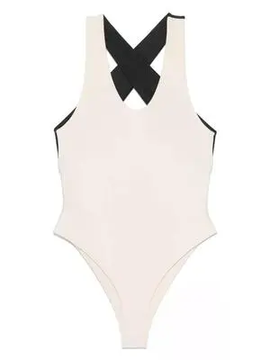 FORTE_FORTE Crossover-strap Bodysuit - Neutrals