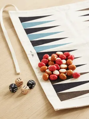 FOURTH STREET Canvas, Wood And Metal Backgammon Set