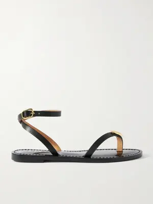 AMANU The Senegal Embellished Leather Sandals - Black