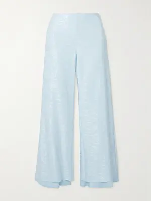 JIL SANDER Floral Jacquard Cropped Flared Trousers