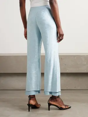 JIL SANDER Floral Jacquard Cropped Flared Trousers