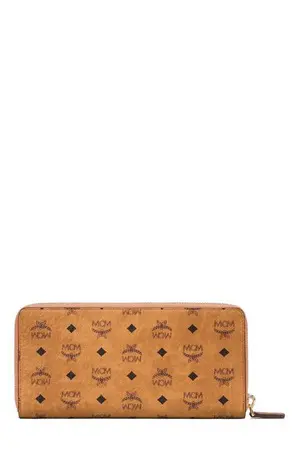 Mcm Aren Zip Around Wallet In Visetos