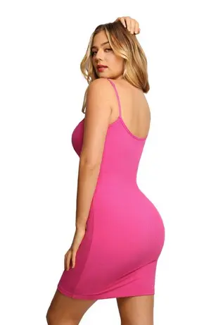 POPILUSH Shapewear Butt Lift Mini Slip Dress - Hot Pink