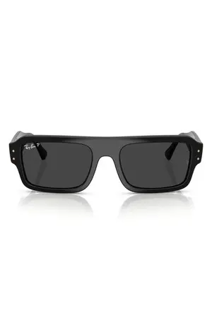 Ray-ban 56mm Polarized Rectangle Sunglasses - Black