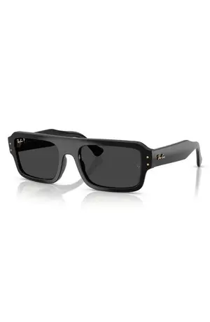 Ray-ban 56mm Polarized Rectangle Sunglasses - Black