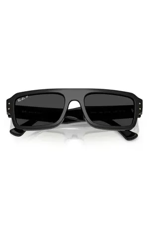 Ray-ban 56mm Polarized Rectangle Sunglasses - Black