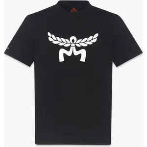 Mcm Laurel Logo Print T-shirt In Organic Cotton - Black