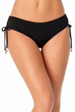 ANNE COLE Gradient Floral Side Tie Bikini Swim Bottom - Black