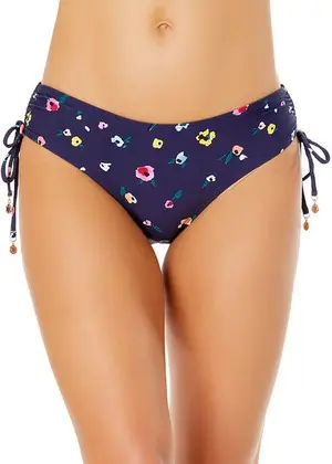 ANNE COLE Gradient Floral Side Tie Bikini Swim Bottom - Multicolored