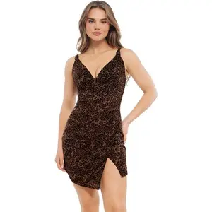 POPILUSH Shapewear Leopard Sculpting Mini Dress