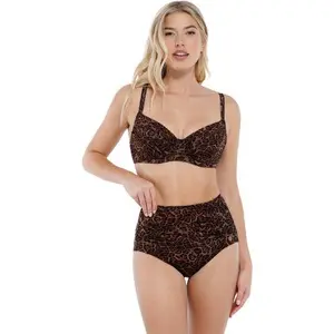 POPILUSH Popilush Shapewear Ruched Bikini Brief Brown Leopard
