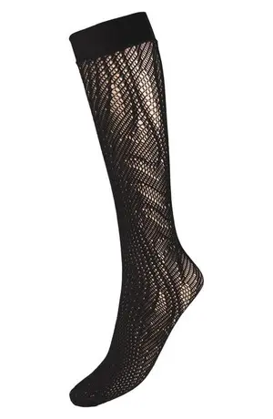 Wolford Snake Print Mesh Knee High Socks