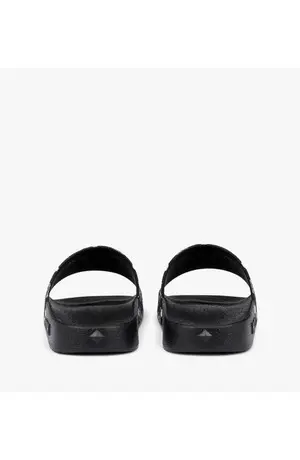 Mcm Monogram Print Rubber Slides - Black