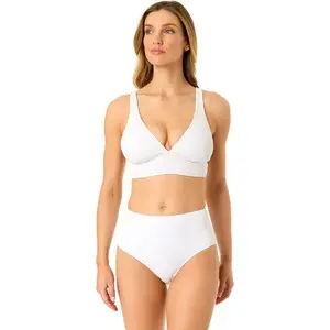 ANNE COLE Textured Shirred Bralette Bikini Top - White