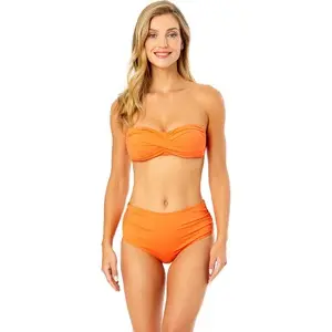 ANNE COLE Twist Bandeau Bikini Top - Peach
