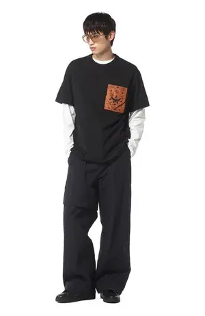 Mcm Monogram Patch Pocket T-shirt In Organic Cotton - Black