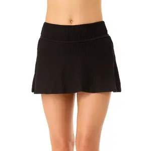 ANNE COLE Textured Skirted Swim Bottom - Black