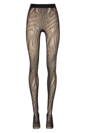 Wolford Snakeskin Net Tights - Black