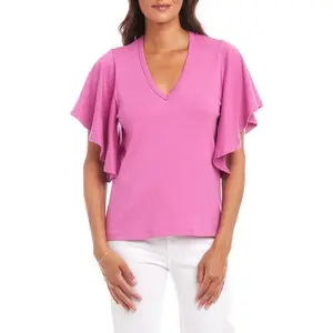 Karen Kane Flutter Sleeve T-shirt - Tulip