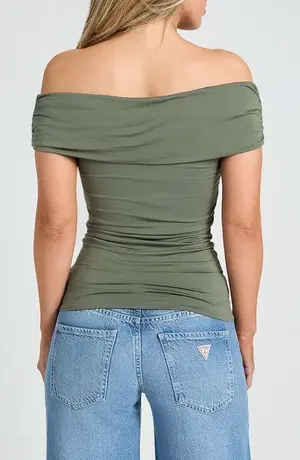 Guess Off-the-shoulder Top - Green Plant