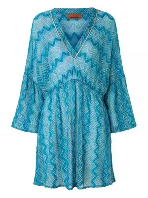 Missoni Zigzag-Pattern Mini Dress In Blue - 45% Off | Editorialist