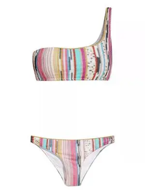 Missoni Striped One-shoulder Bikini - Pink