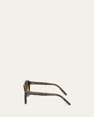 Brunello Cucinelli Acetate Aviator Sunglasses - Chocolate