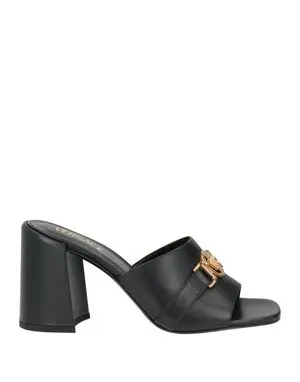 Versace Leather Slide Sandals With Embellishments