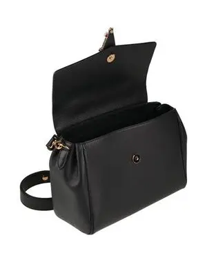 Versace Handbag With Appliqué And Detachable Shoulder Strap - Black