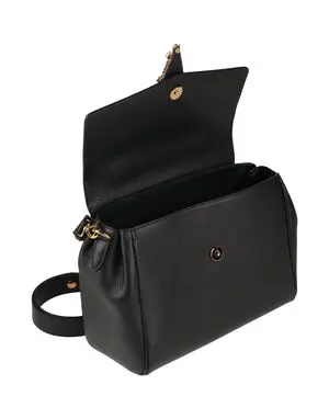 Versace Handbag With Appliqué And Detachable Shoulder Strap - Black