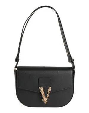Versace Cross Body Bag In Dark Calfskin - Black