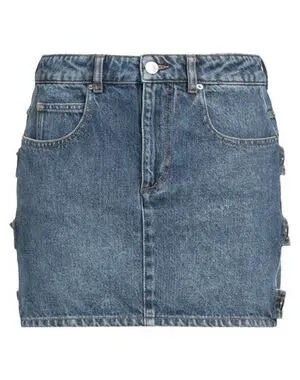 MARANT ETOILE Denim Pencil Skirt With Leather Trims