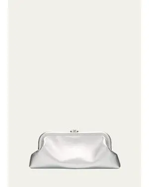 JIMMY CHOO Skylar Frame Metallic Clutch - Silver