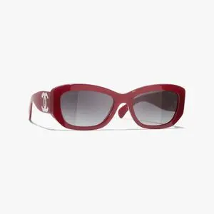 Chanel Chanel Rectangle Sunglasses Burgundy
