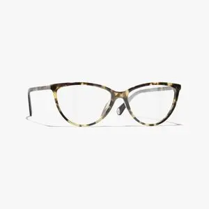Chanel Cat Eye Eyeglasses - Yellow Tortoise & Brown
