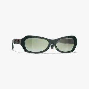 Chanel Rectangle Sunglasses Dark Green