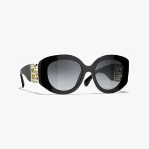 Chanel Oval Sunglasses - Black