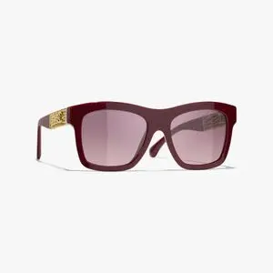 Chanel Chanel Square Sunglasses Brown & Red