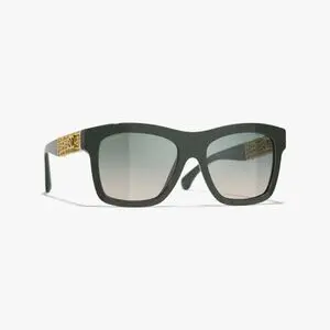 Chanel Chanel Square Sunglasses Khaki & Green