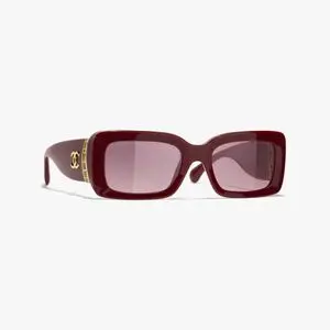 Chanel Rectangle Sunglasses Burgundy