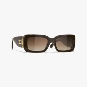 Chanel Rectangle Sunglasses Dark Taupe