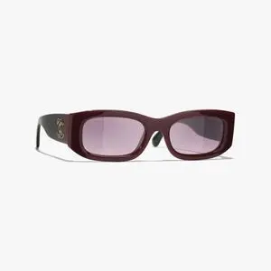 Chanel Rectangle Sunglasses - Burgundy & Black